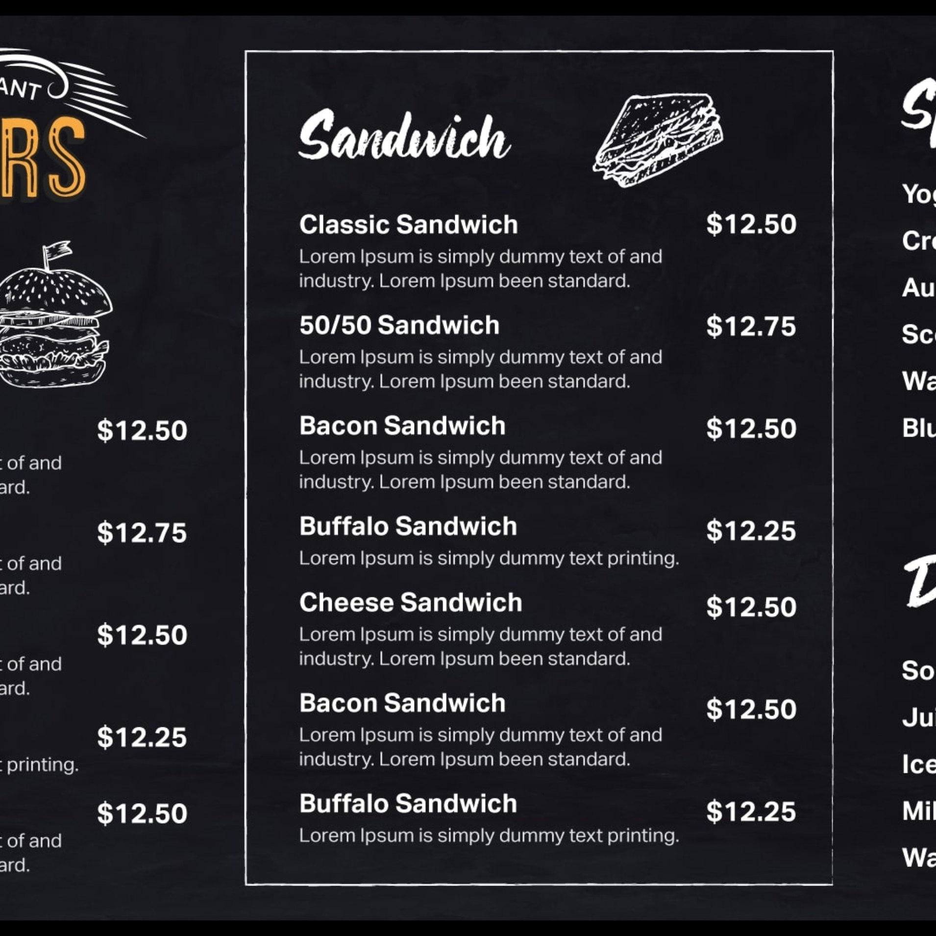 Burger Menu Boards | Lira Screen