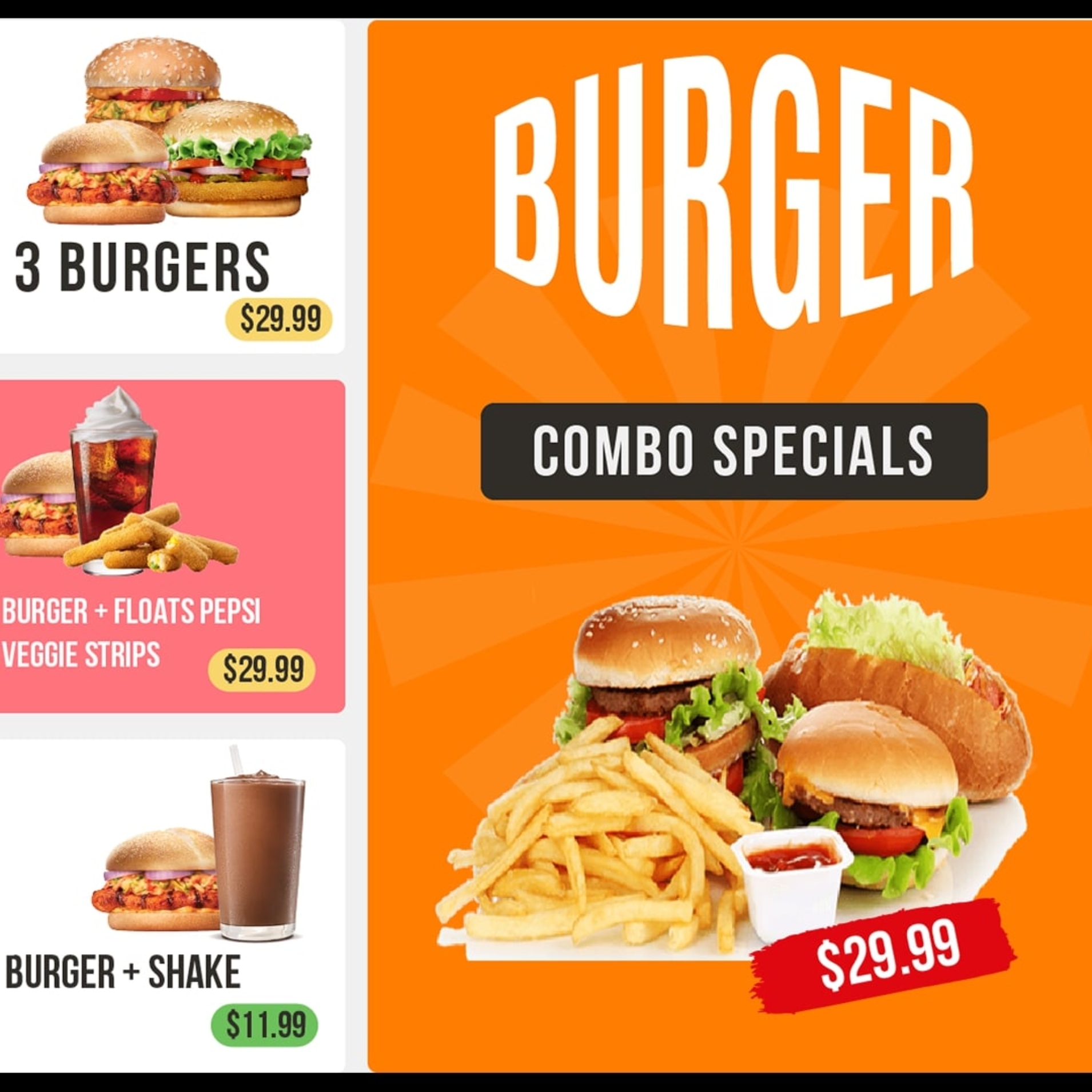 Burger Menu Boards | Lira Screen