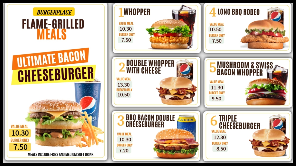 Burger Menu Boards | Lira Screen