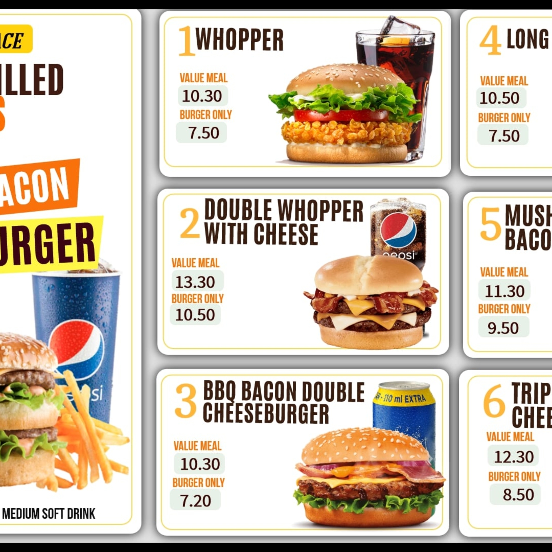 Burger Menu Boards | Lira Screen