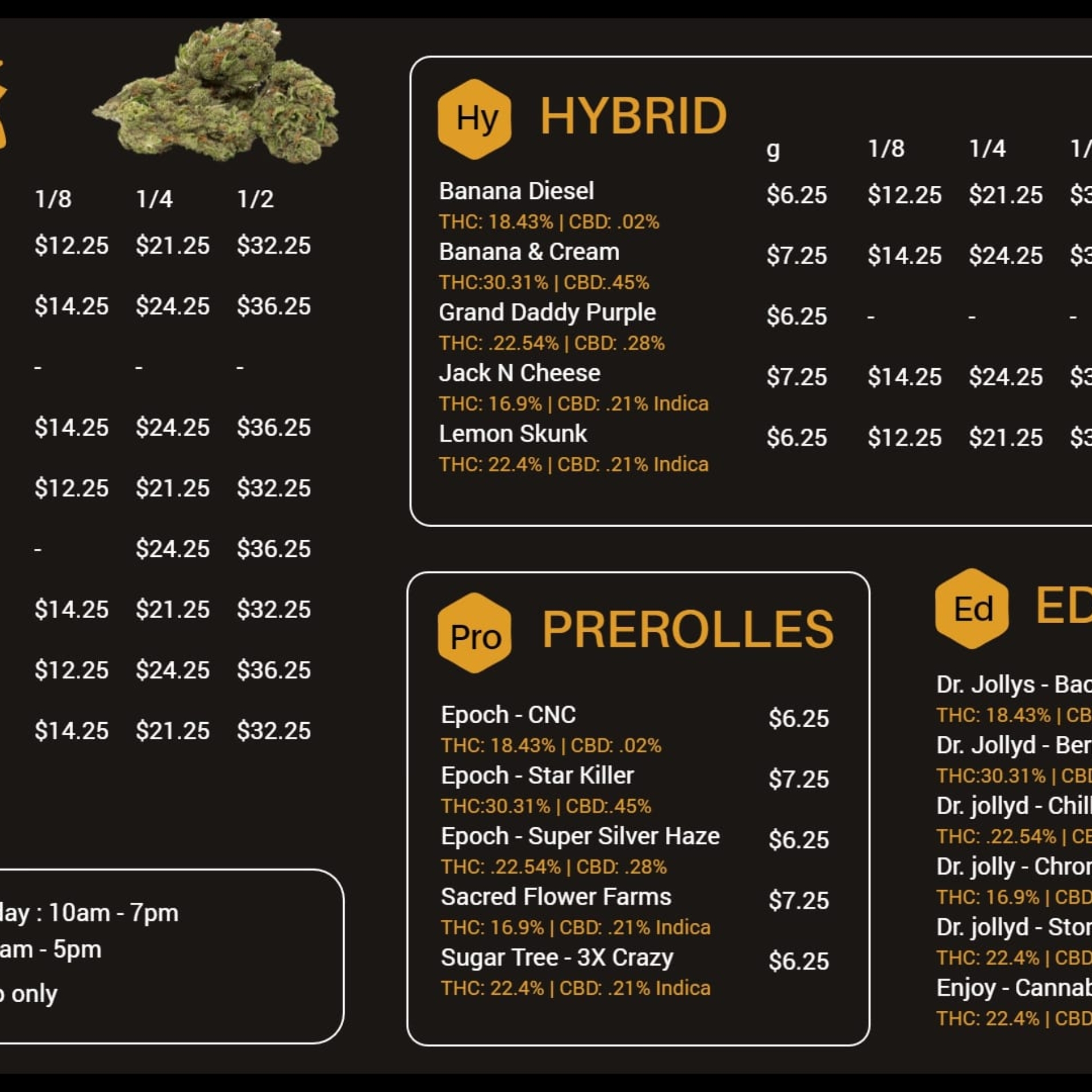 Cannabis Menu Boards | Lira Screen