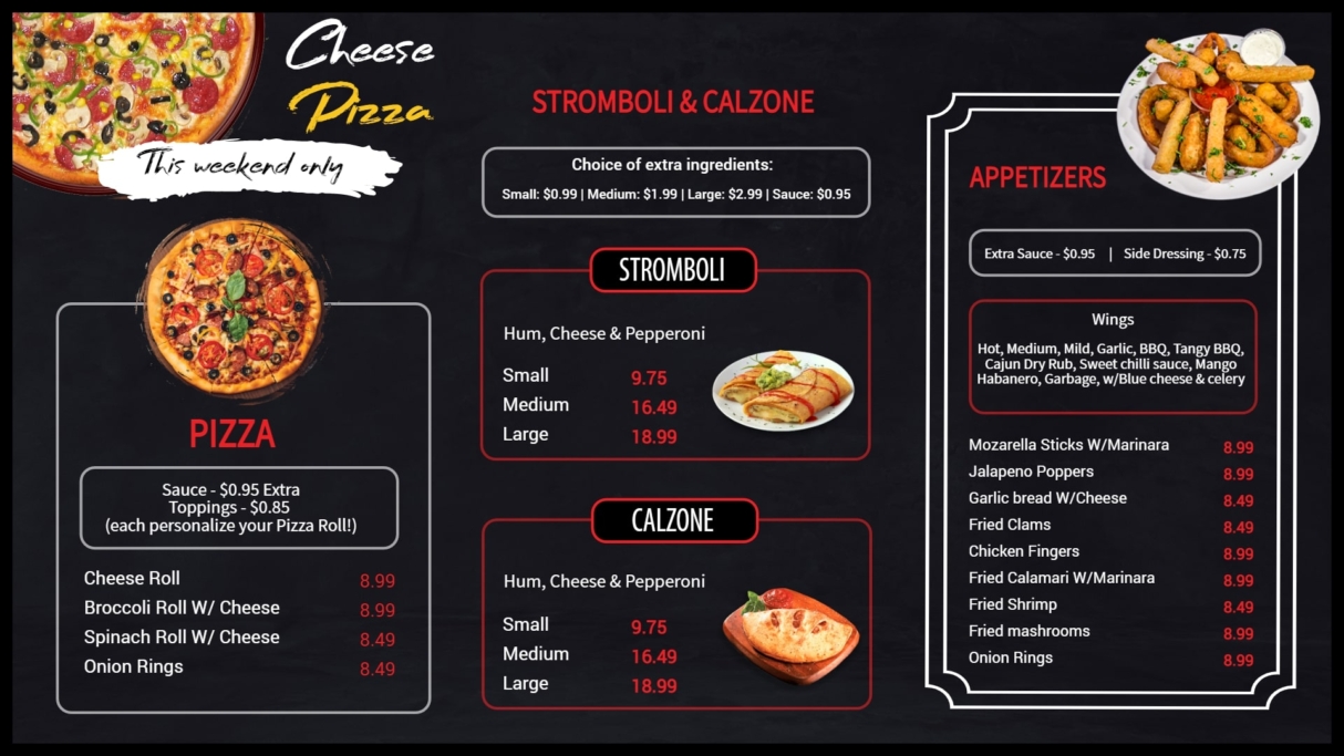 Pizza Menu Boards | Lira Screen
