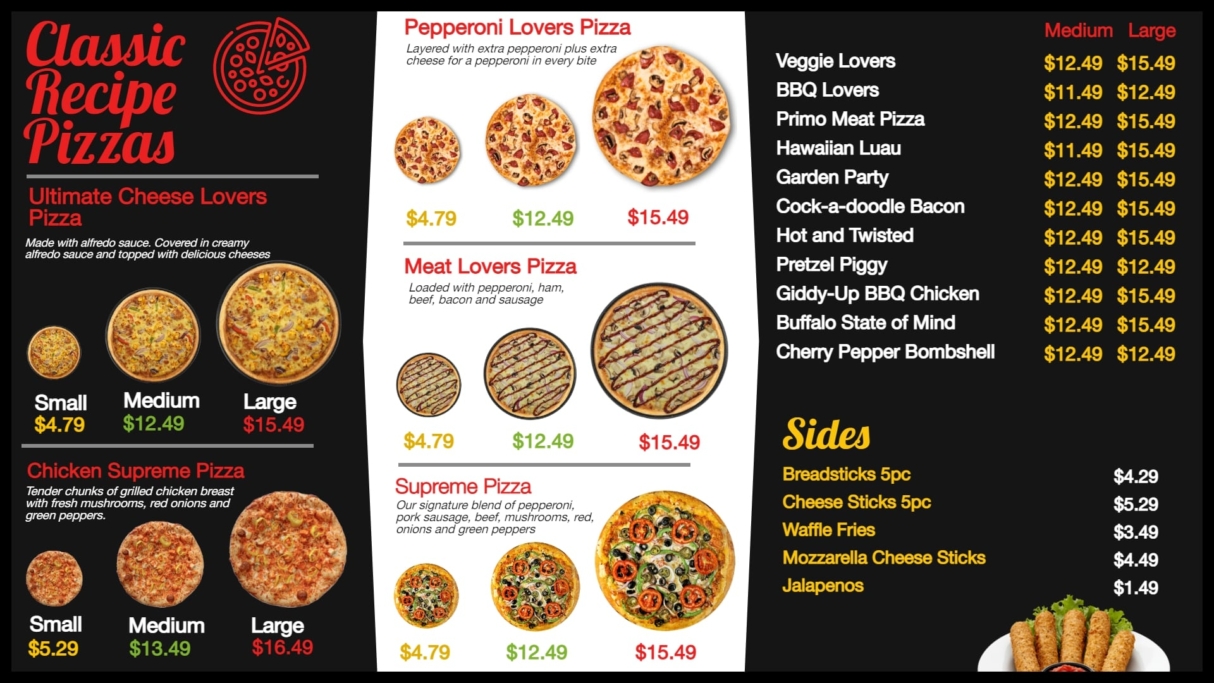 Pizza Menu Boards | Lira Screen