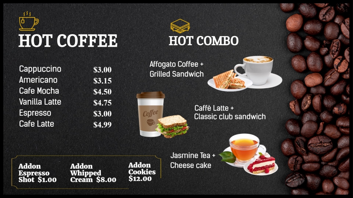 Coffee Shop Menu Boards | Lira Screen
