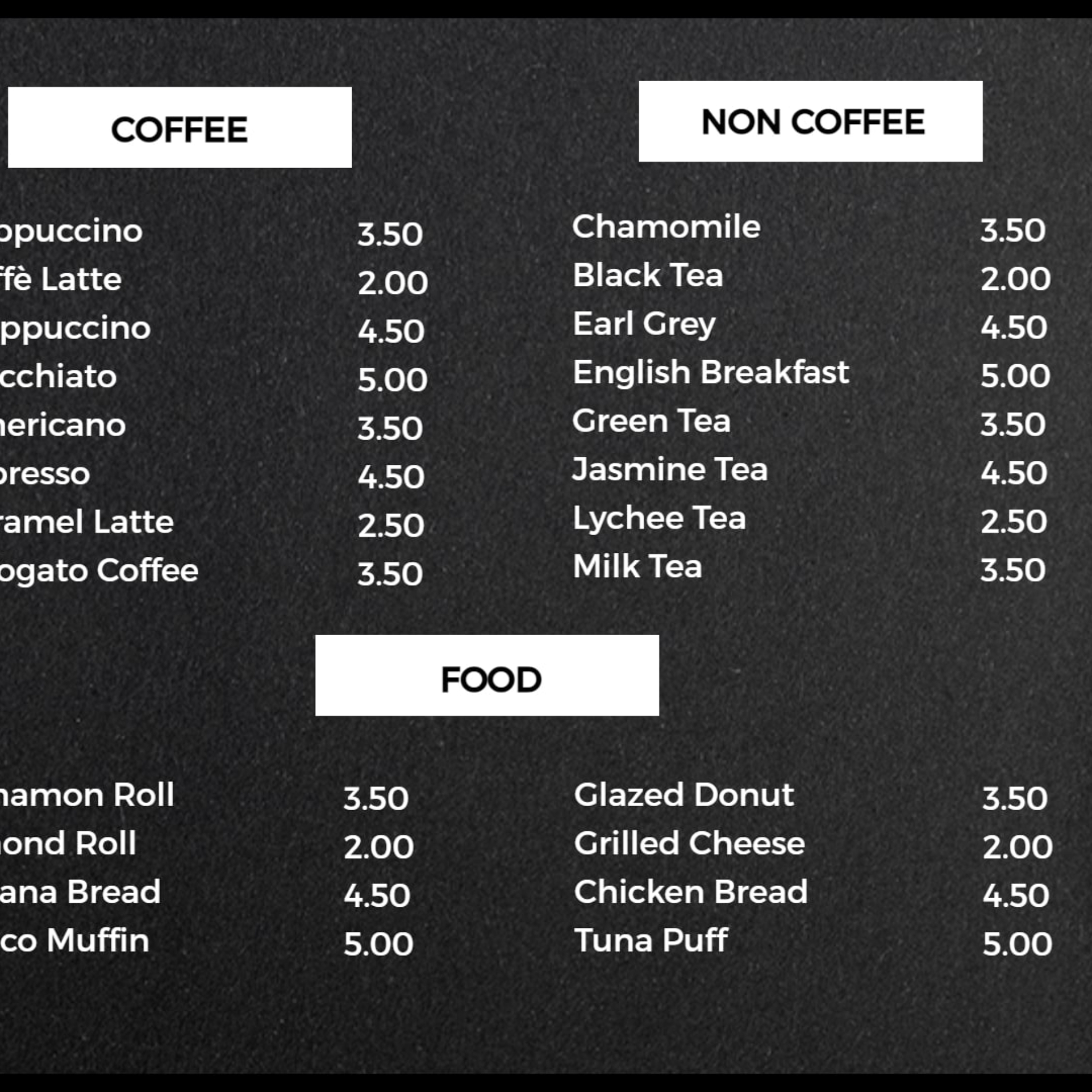 Coffee Shop Menu Boards | Lira Screen