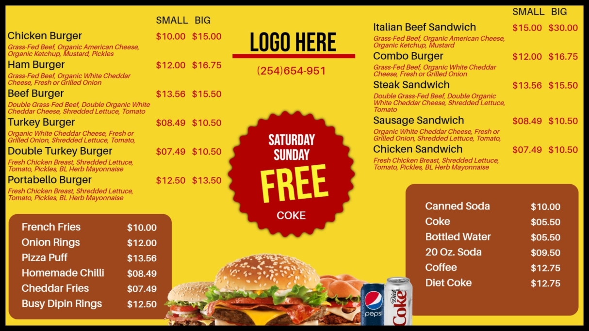 Burger Menu Boards | Lira Screen