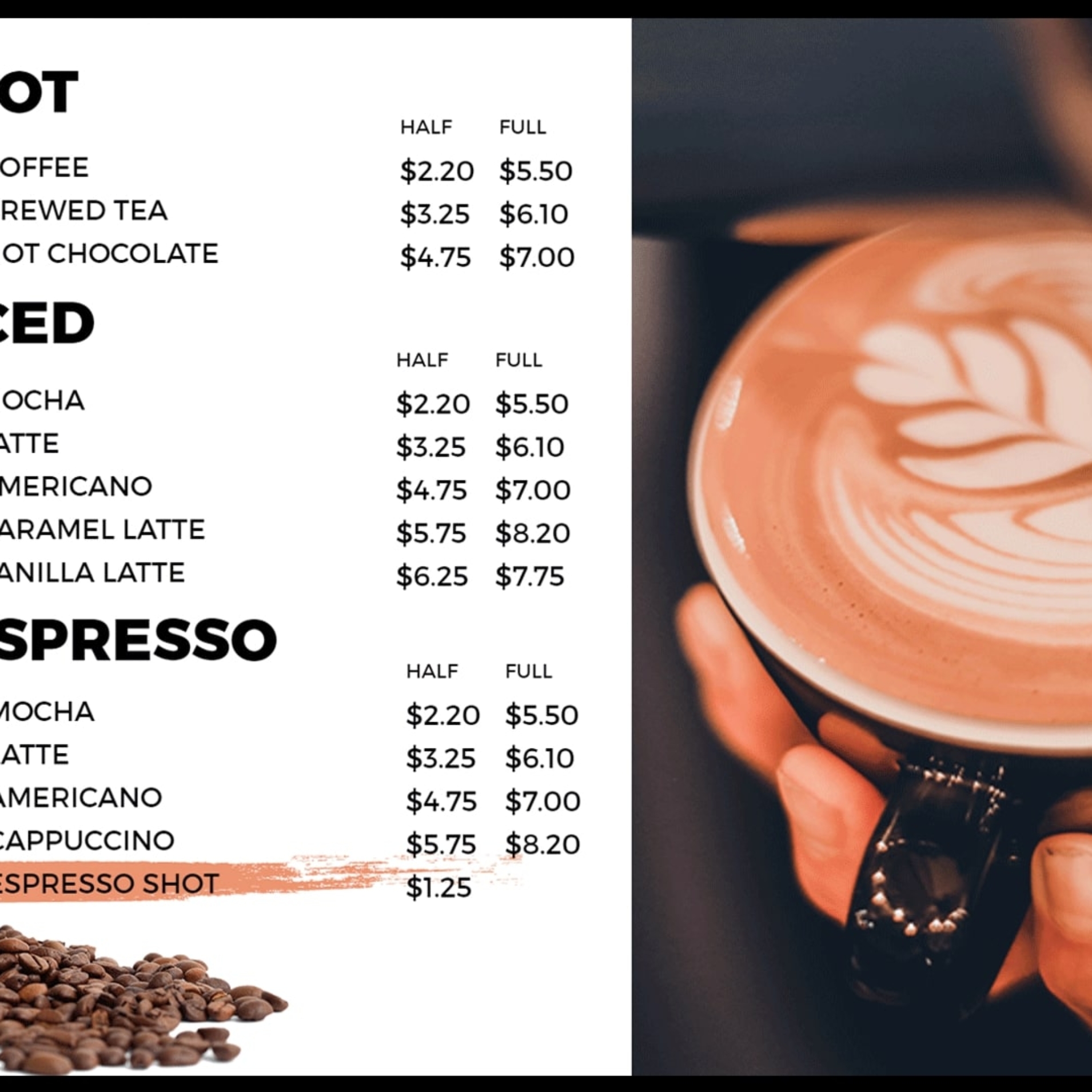 Coffee Shop Menu Boards | Lira Screen