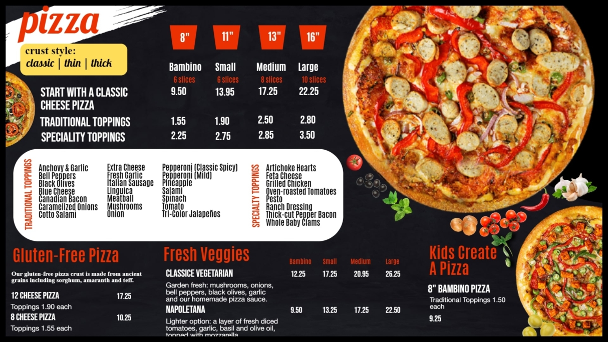 Pizza Menu Boards | Lira Screen