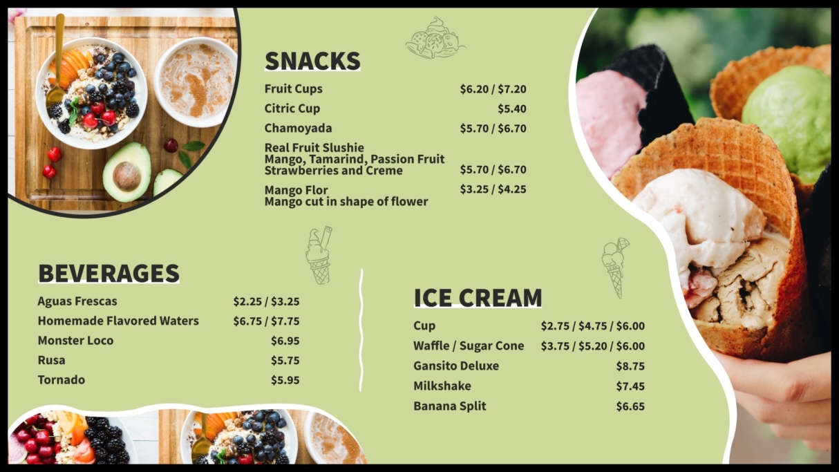 Ice Cream Shop Menu Boards | Lira Screen