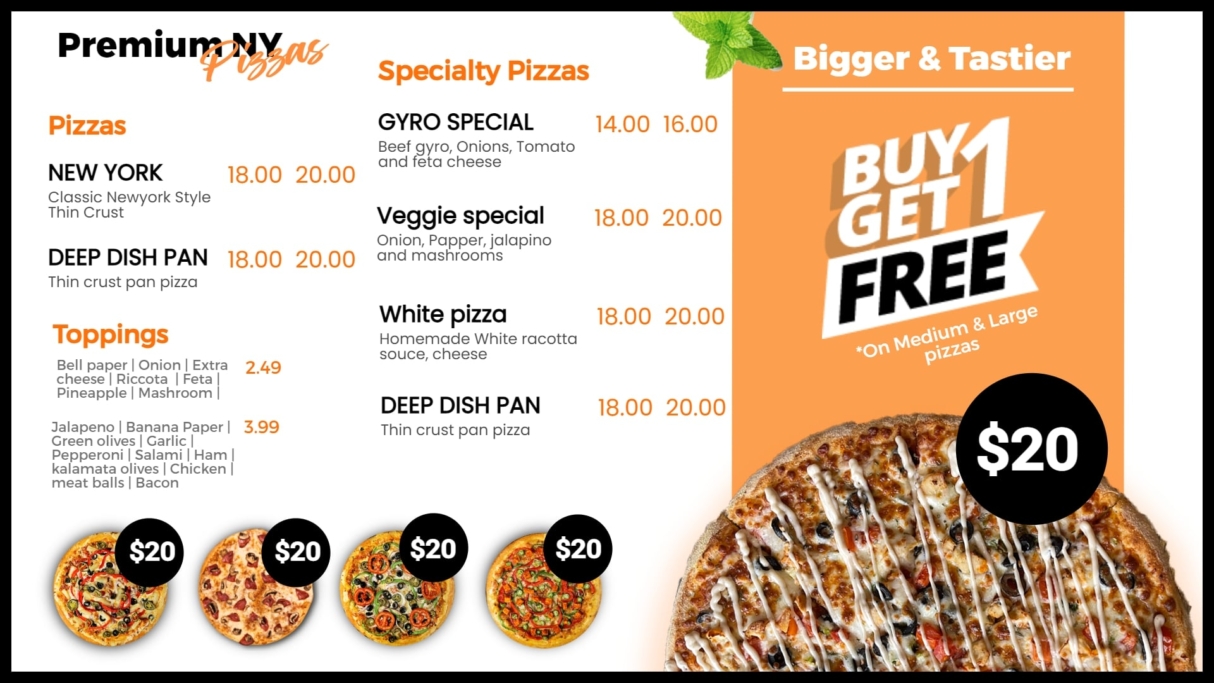 Pizza Menu Boards | Lira Screen