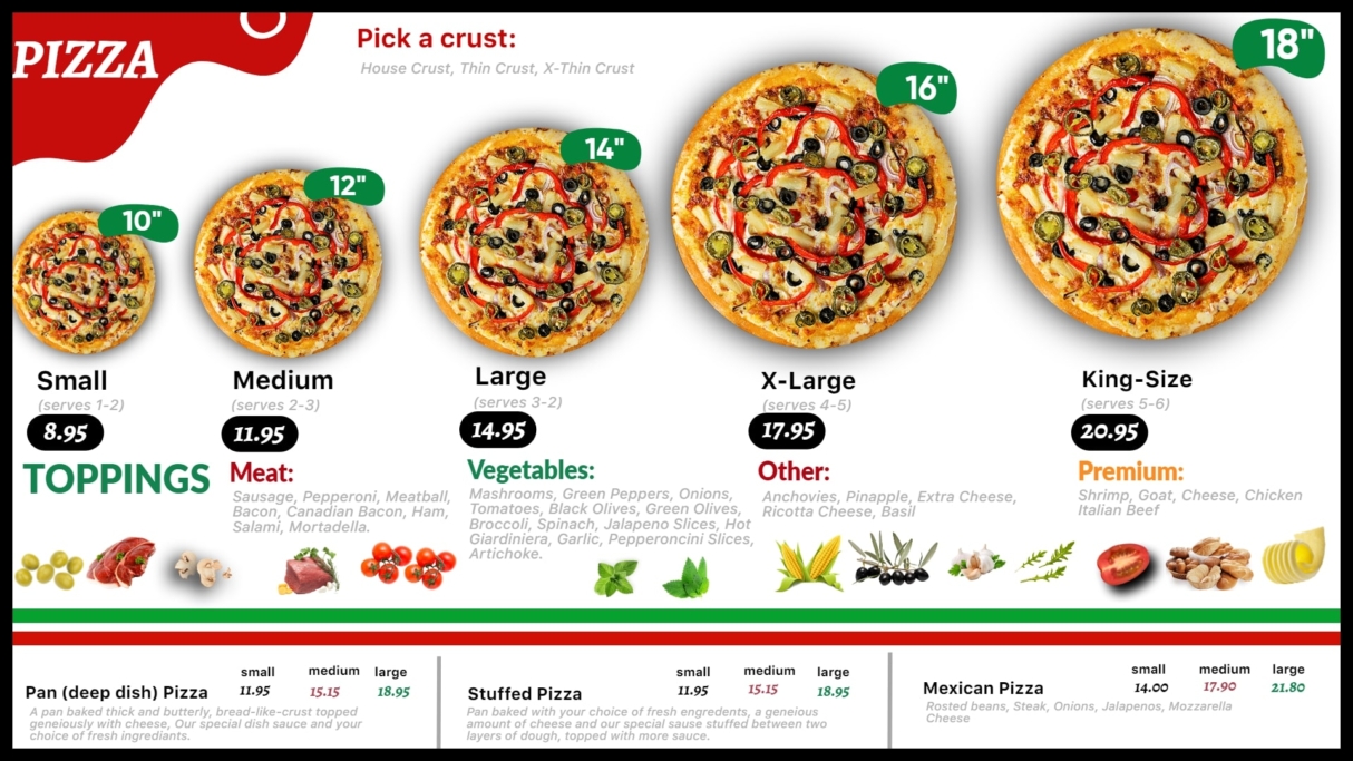 Pizza Menu Boards | Lira Screen