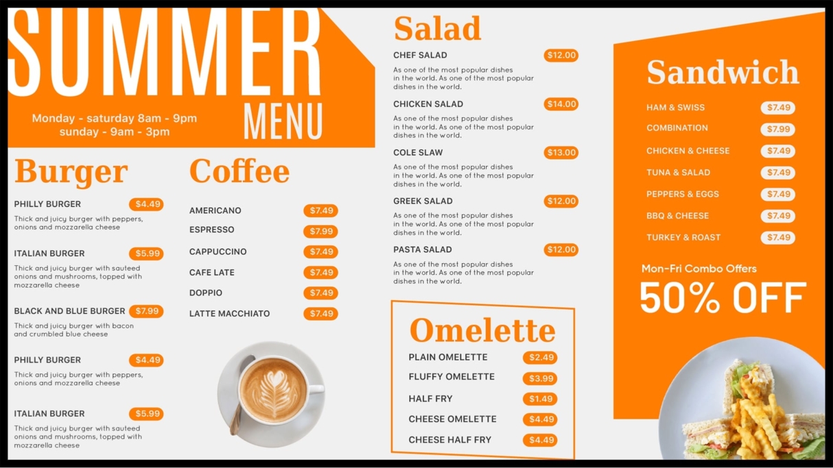 Cafe Menu Boards