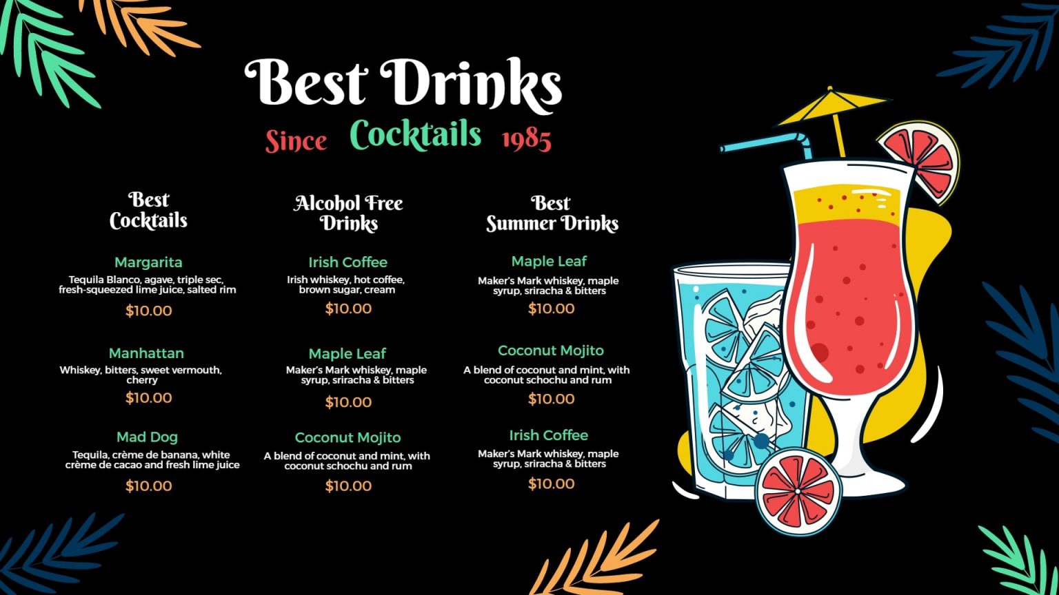 Digital Menu Boards - Free Templates for all types of Restaurant